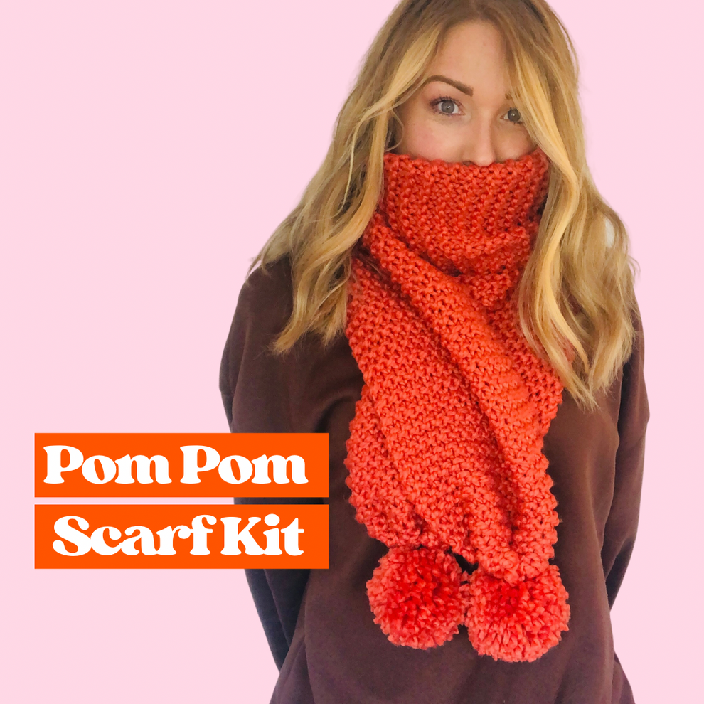 KNITTING KIT - Pom Pom Scarf - Beginner Friendly – That Crafty Stitch