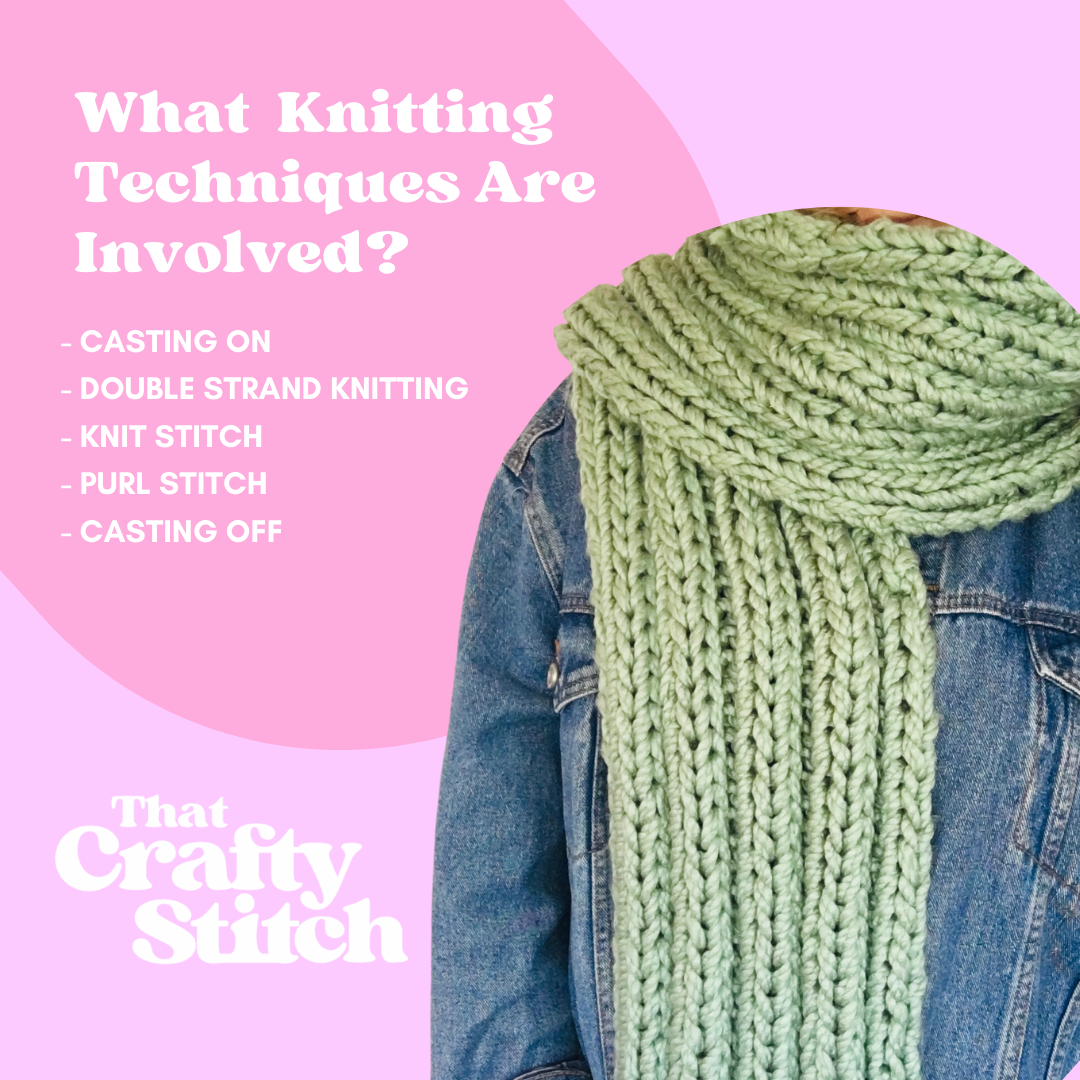 KNITTING KIT - Chunky Ribbed Stitch Scarf - Beginner Friendly – That ...