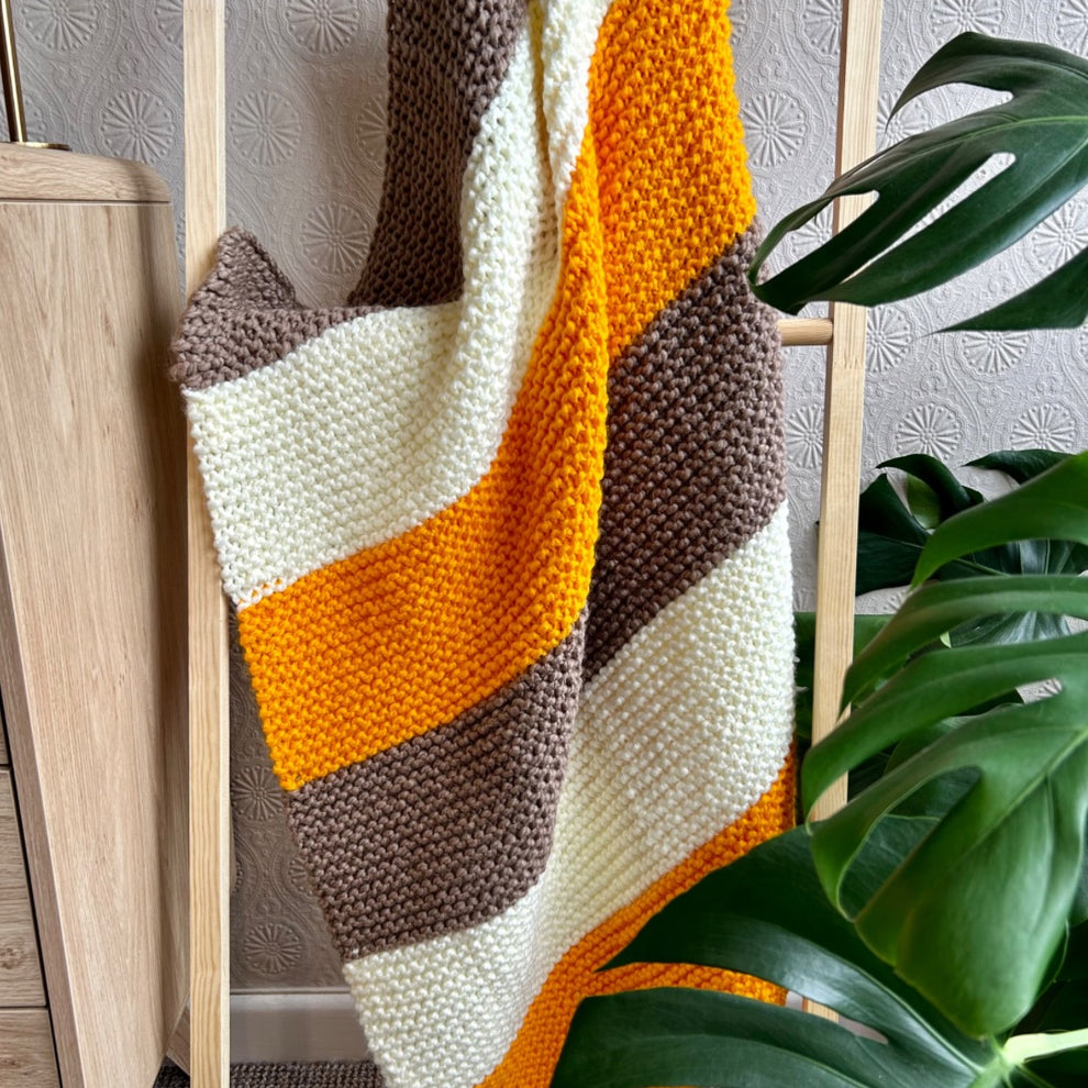 KNITTING PATTERN - Striped Blanket - Beginner Digital Pattern – That ...