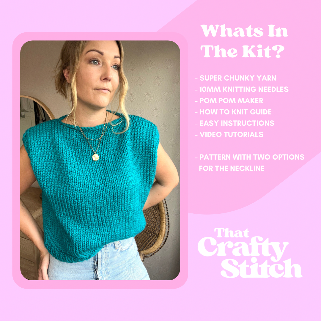 KNITTING KIT - The Holly Vest - Beginner Friendly Knit Kit – That ...